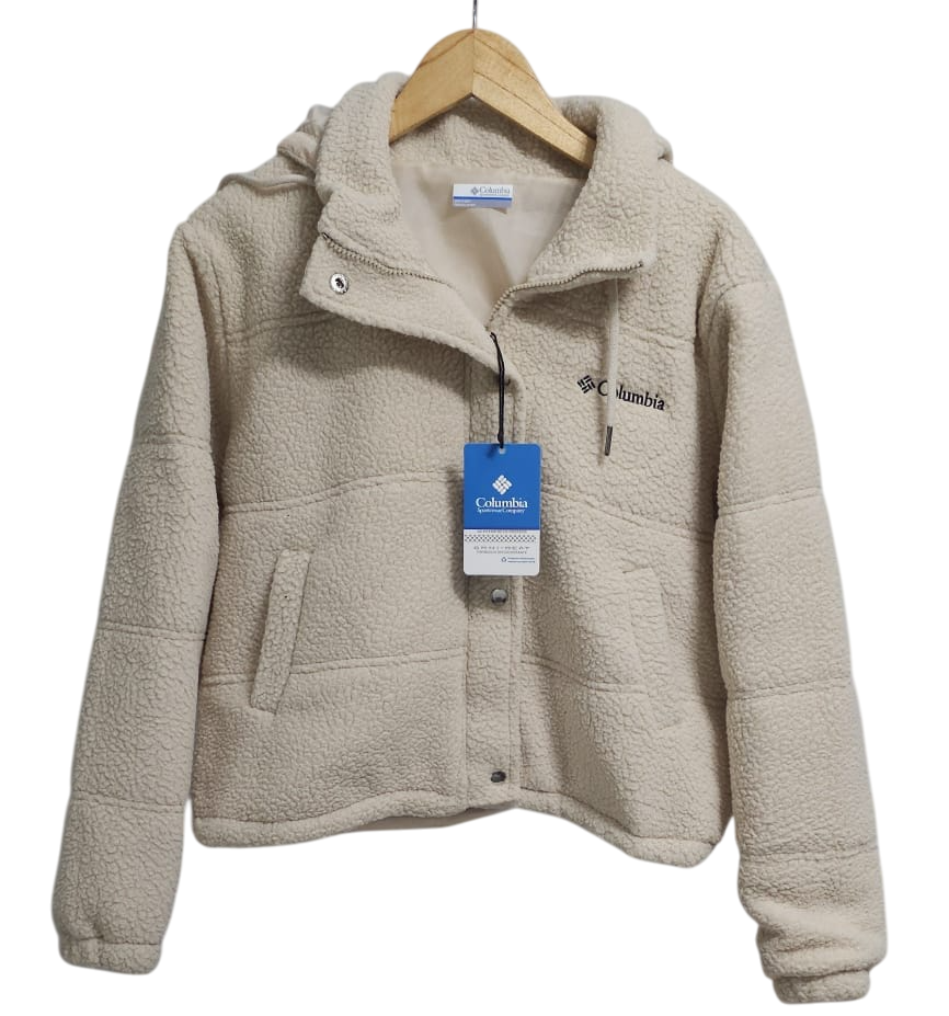 Casaca Columbia piel de carnero color beige – Pikké Collection
